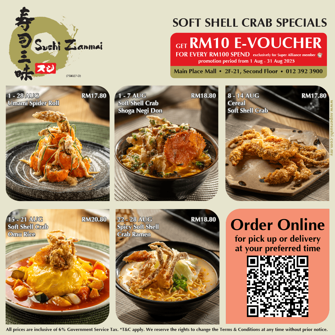 Sushi Zanmai: Soft Shell Crab Specials 2025 | Main Place Mall